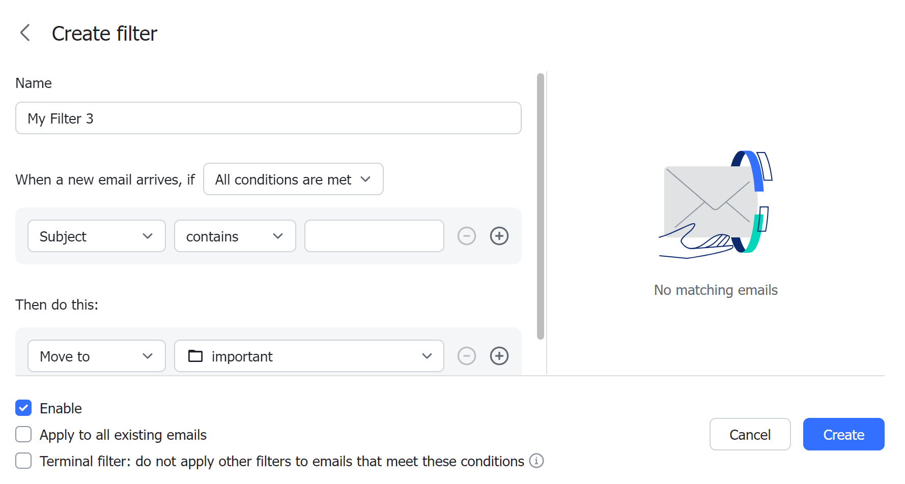 Create and manage filters
