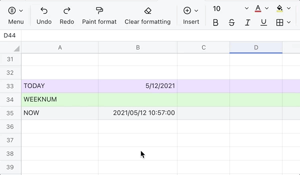 WEEKNUM function for Sheets